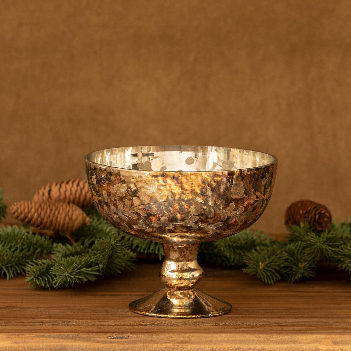 Mercury Glass Footed Bowl Mercury Glass Footed Bowl